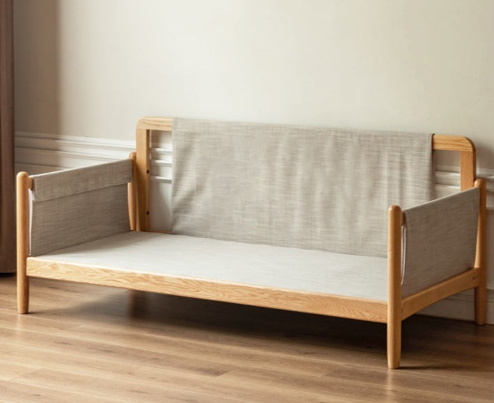 Oak solid wood fabric sofa)