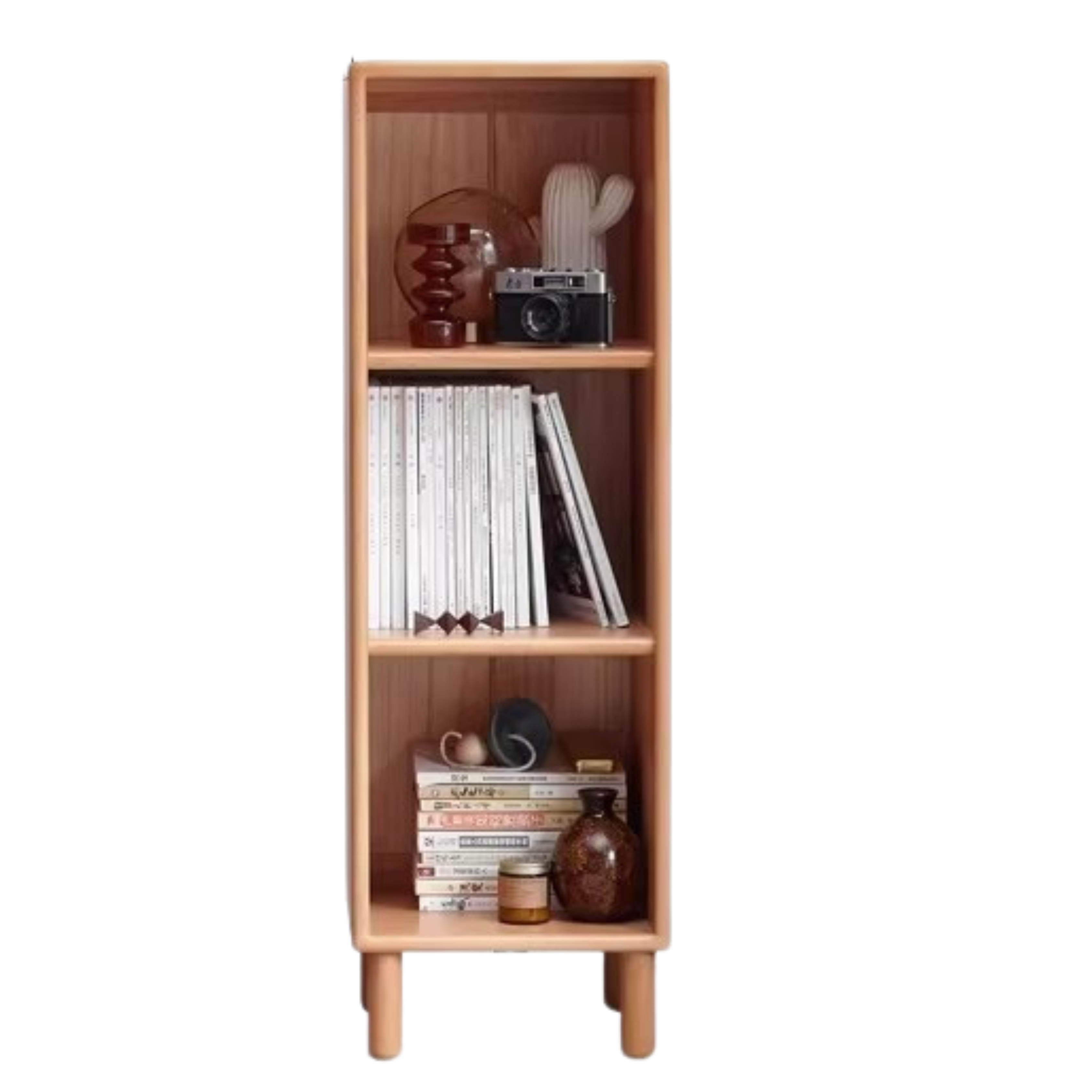 Beech solid wood Small bookshelf side cabinet-