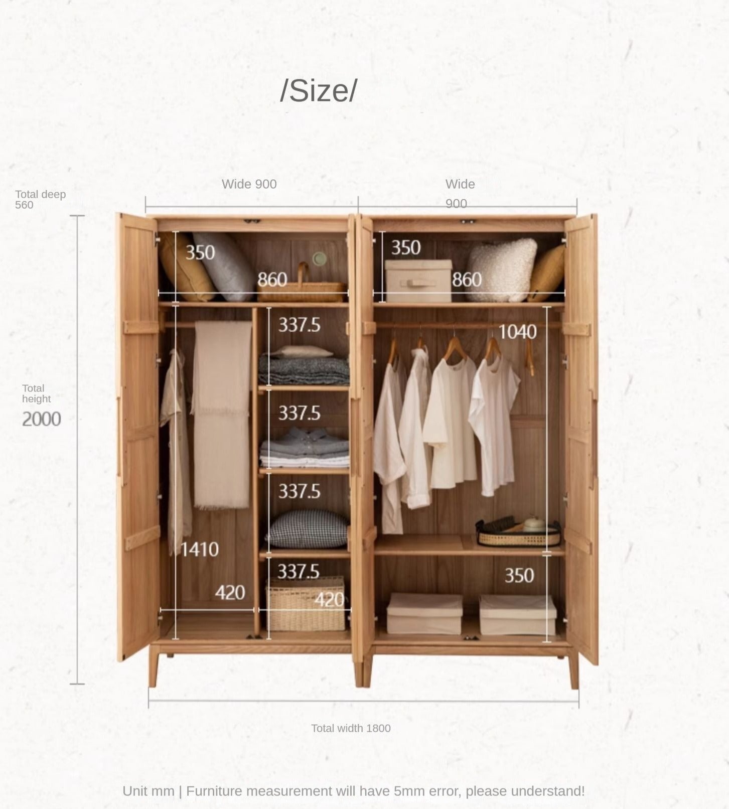 Ash solid wood wardrobe