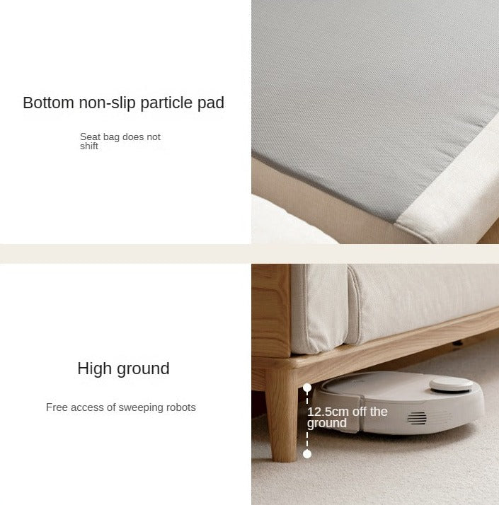 Oak Solid Wood Sofa,Technology Fabric, imitation cotton linen)