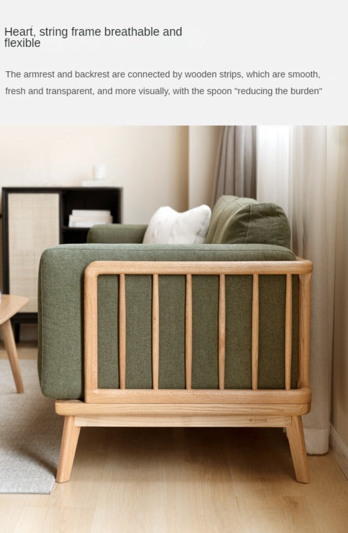 Oak Solid Wood Fabric Sofa)