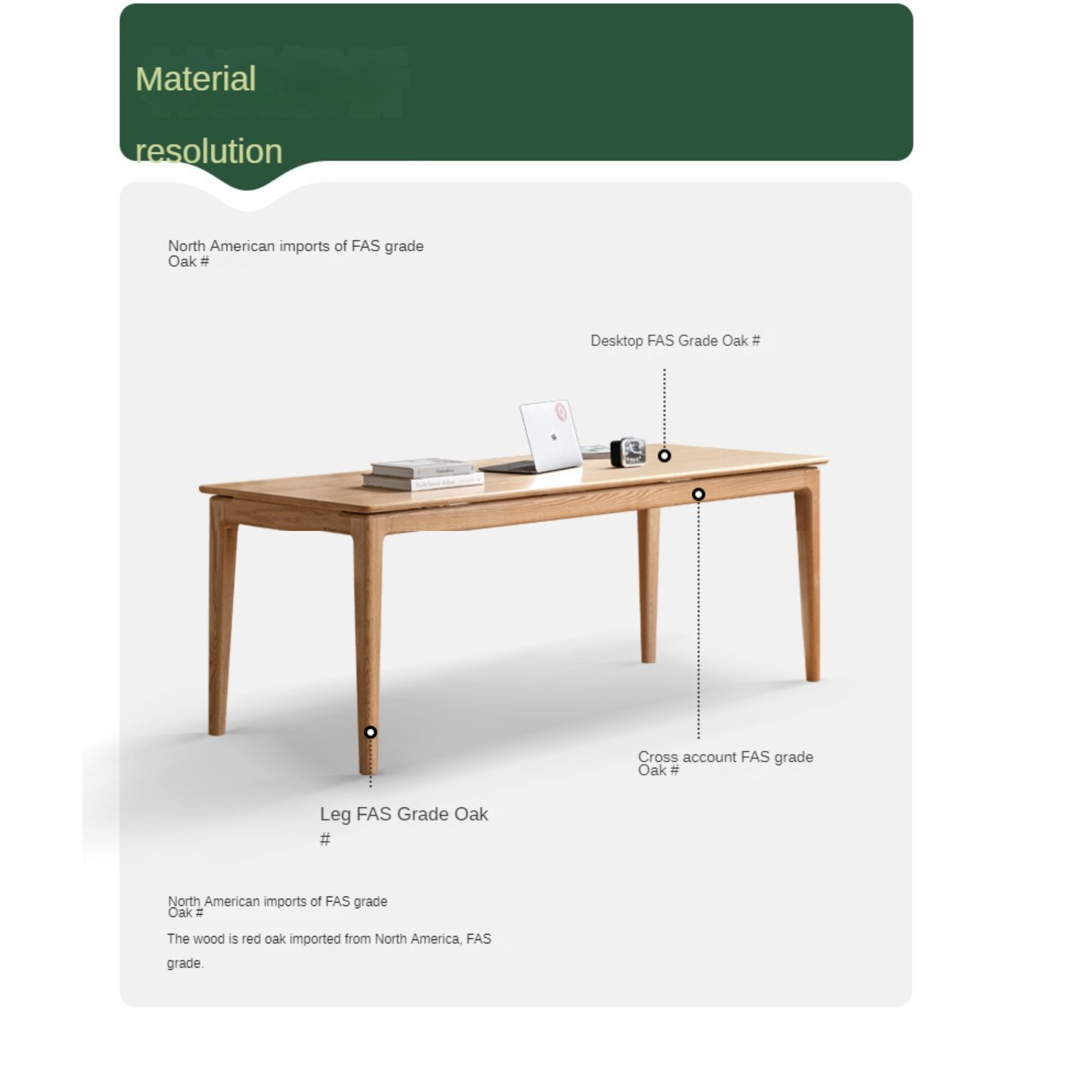 Oak solid wood Long office desk)