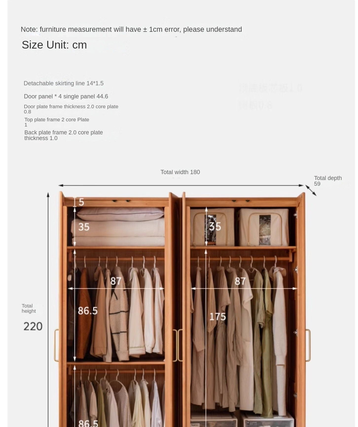 Cherry solid wood Vintage wardrobe: