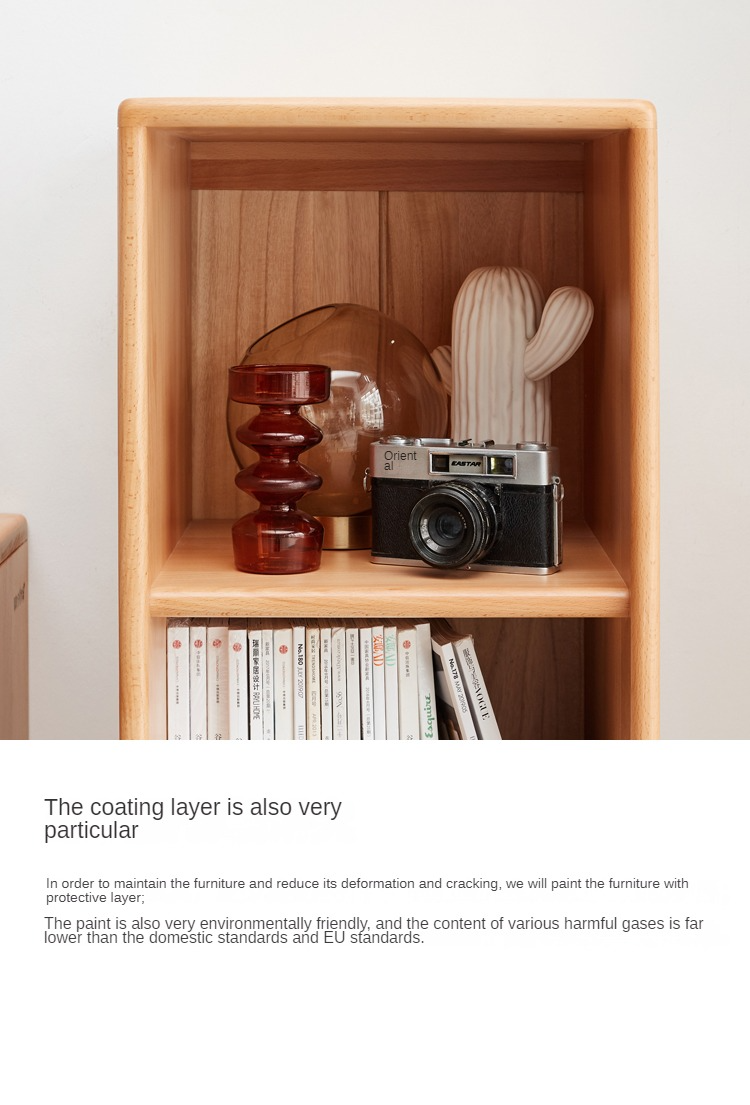 Beech solid wood Small bookshelf side cabinet-