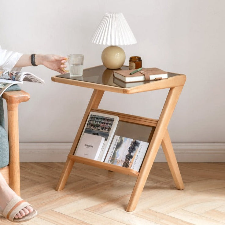 Beech solid wood side table: