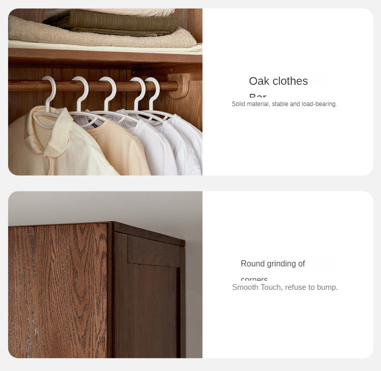 Oak solid wood wardrobe high walnut color: