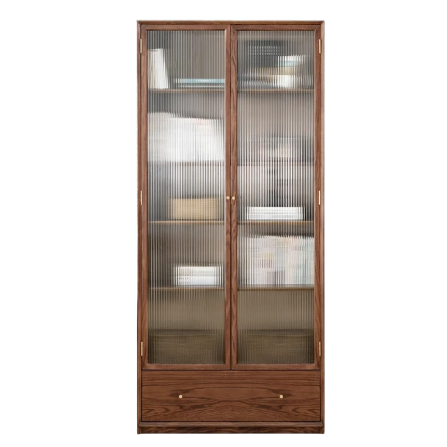 Oak solid wood dust-proof glass door wall floor-to-ceiling bookshelf-