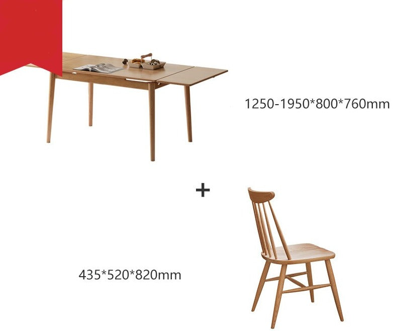 Oak solid wood Retractable dining table large tabletop