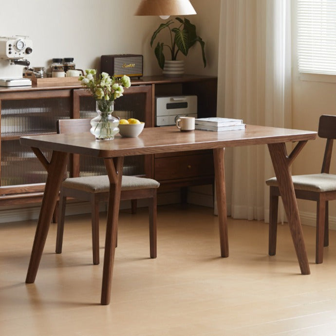 Ash Solid wood dining table rectangular walnut color