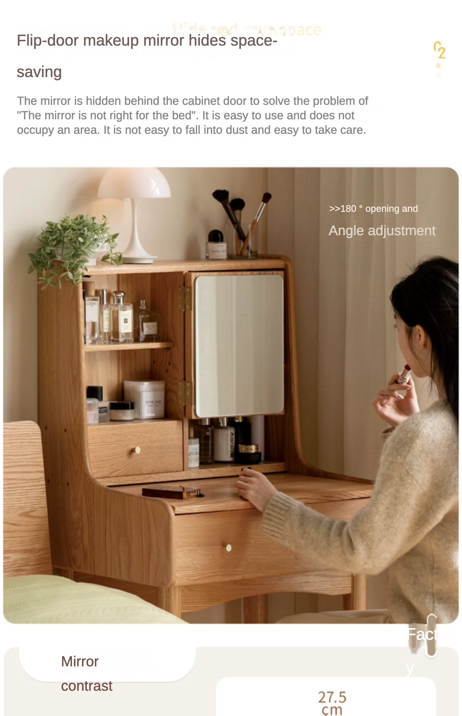 Oak solid wood Dressing table, makeup table: