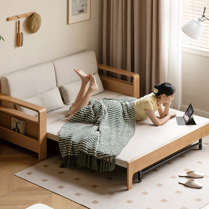 Multi-function Beech , Oak solid wood Sleeper sofa