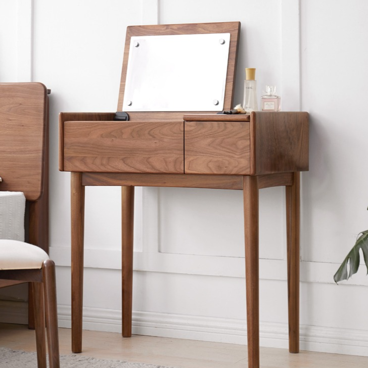 Black walnut solid wood, Nordic flip dressing table: