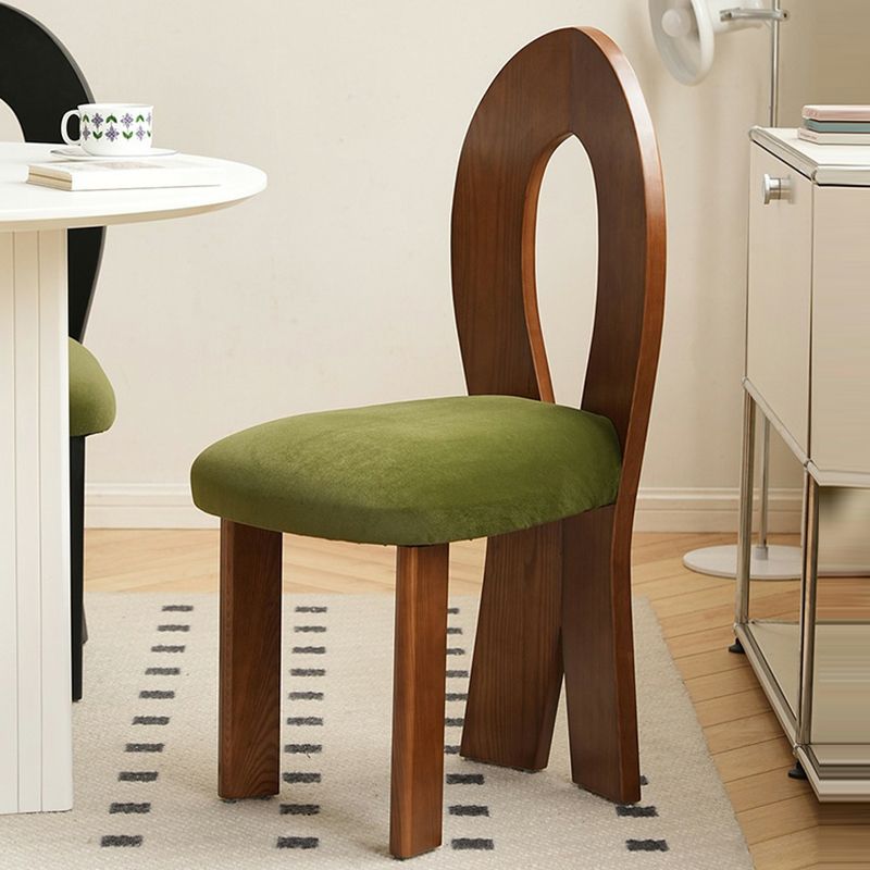 Modern Dining Room Open Back Solid Wood Upholstered Dining Fin Chair